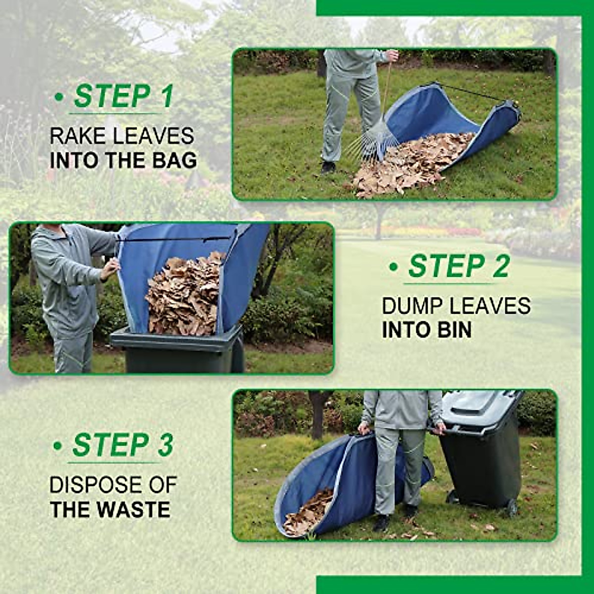 Leaf Collector- Garden Tool, Collapsible Reusable yard waste collector，leaf pickup, leaf loader，Heavy duty tote, Foldable Dustpan