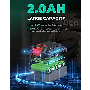 DCA Cordless Drill Set, 336 in-lbs Torque, 3/8" Keyless Chuck, Electric Power Drill with 2.0Ah Battery and Charger,18+1 Position,25-Piece 20V Drill Driver Kit, ADJZ2035