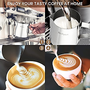 Dailyart Milk Frothing Pitcher 8 Oz/250ml - 304 Stainless Steel Milk Frother Cup with Special Dripless Spout and Scale, Espresso Machine Accessories, Milk Steaming Pitcher for Cappuccino, Latte Art