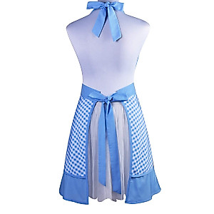 Cute Lovely Unique Design Women Girls Ladies Retro Apron with Chic Pocket for Cooking Kitchen, Blue