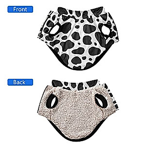 Kigai Cow Print Dog Coat Fleece Warm Windproof Pet Clothes for Snow Cold Weather, Soft Cozy Breathable Dog Winter Jacket for Small Medium Large Dogs with Leash Hole Pet Coat(XXS - XL)