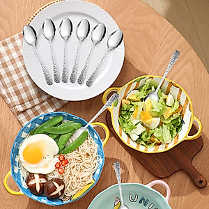 LIANYU 6 Pieces Children Stainless Steel Spoon, Cute Kids Toddler Spoons, Children Silverware Flatware Set, Kids Children Cutlery Set, Small Kid Utensil for Self Feeding