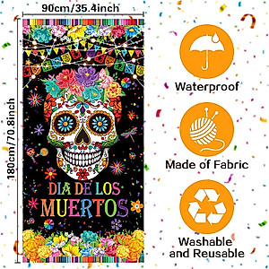 BAIFNEZ 3x6FT Day of the Dead Door Banner Dia De Los Muertos Party Door Cover Decoration Supplies Mexican Fiesta Sugar Skull Theme Halloween Door Decorations