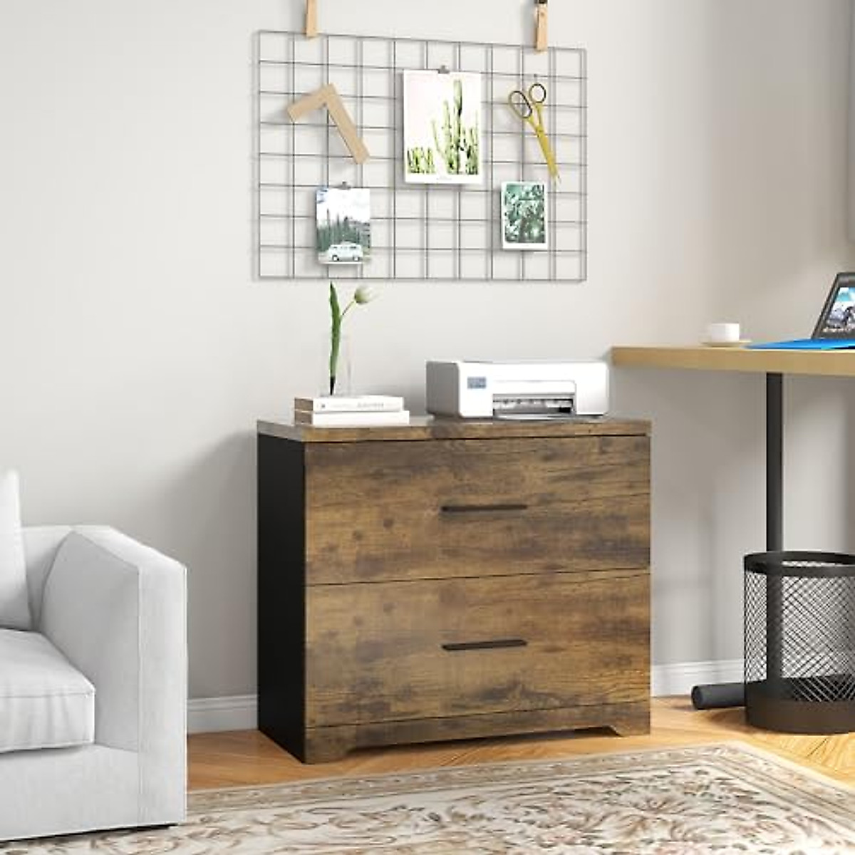 Panana 2-Drawer Wood Lateral File Cabinet, Filing Cabinets Anti-Tilt Mechanism for Home Office Storage Organization, Accommodates Letter/A4/Legal Size, New Heightened Drawer Design Home Office (Wood)