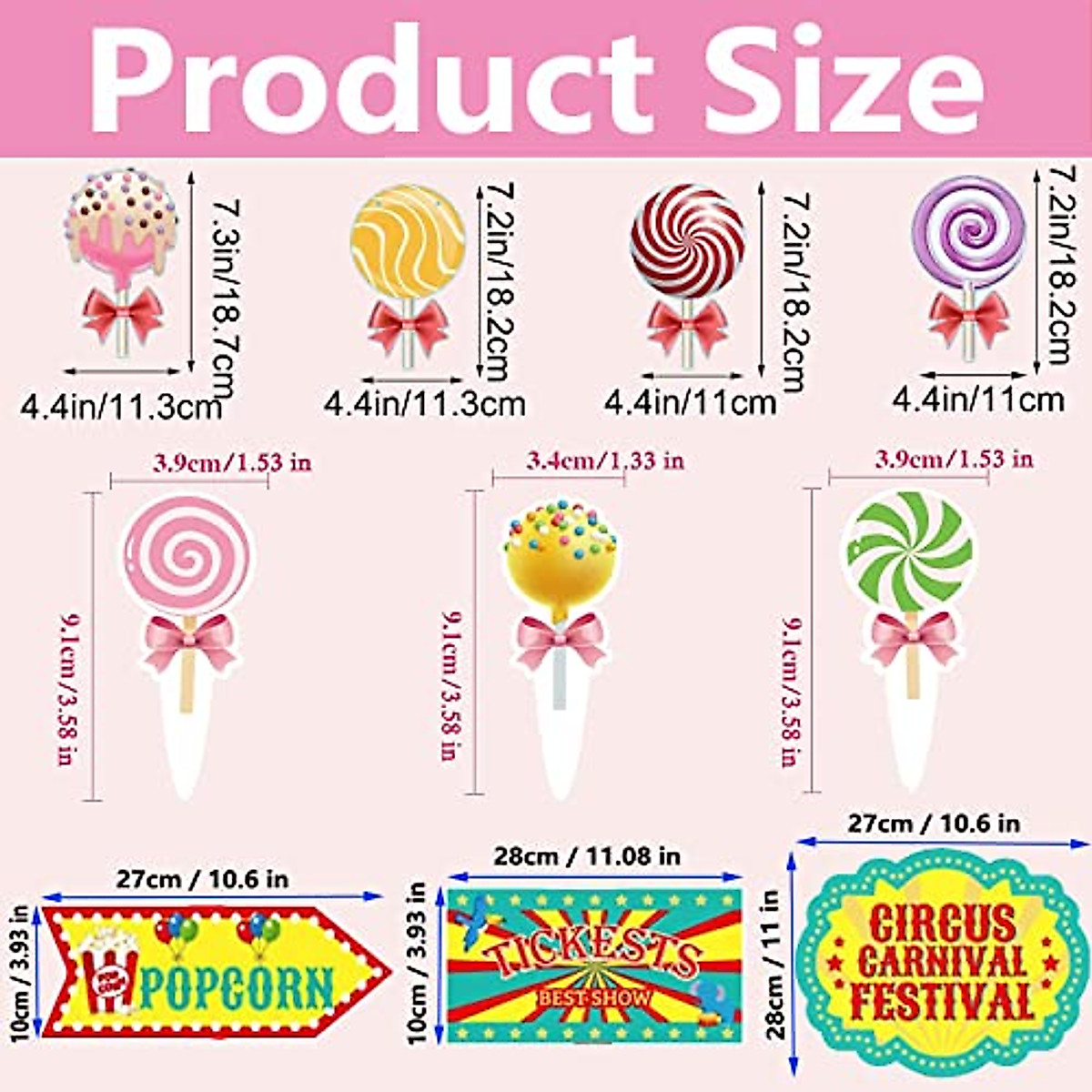 UOMNICUE 37PCS Candyland Party Decorations Set, Candyland Sign Banner Lollipop Cupcake Toppers for Sweet Candyland Themed Kids Baby Birthday Party Decoration Christmas Party Supplies