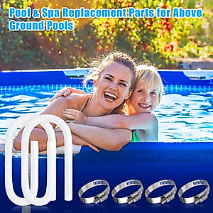 Saintrygo 4 Pcs 1.5 Inch Pool Hose for Above Ground Pools Diameter Pool Pump Replacement Hose 59 Inch Length Swimming Pool Hose with 8 Pcs Hose Clamps (White)