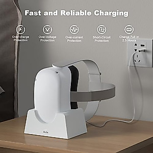 MEIYIN Charging Dock for Oculus Quest 2, Headset Charging Stand with USB-C Charger and Cable, White
