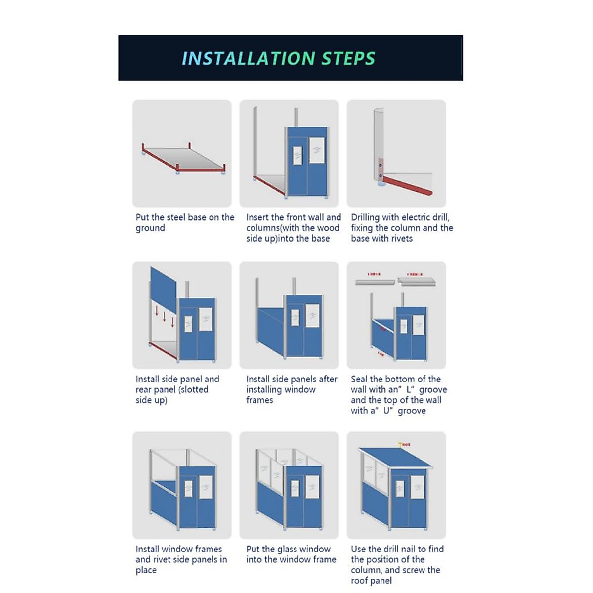 Portable Security Guard Cabin, Outdoor Modern Security Booth with Alarm Light