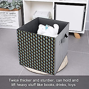 Blue Tropical Angel Fish Foldable Storage Bins Printd Fabric Cube Baskets Boxes with Handles for Clothes Toys, 11x11x11