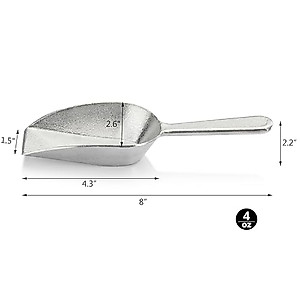 New Star Foodservice 34660 One-Piece Cast Aluminum Flat Bottom Bar Ice Flour Utility Scoop, 4-Ounce, SIlver