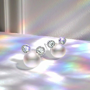 PANSTAR Pearl Earrings for Women Cute Stud Hypoallergenic Sterling Silver Ear posts Small Mini Mouse Earrings For Women| Jewelry for Women| Come with Gift Box