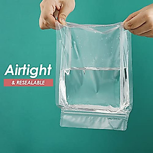 Delove 50pcs Reusable Airtight Food Storage Bags - Sealable Bags for Dry Food Storage,Baking Supplies- Big Clear Treat Bags Pouches -Standable/Thick