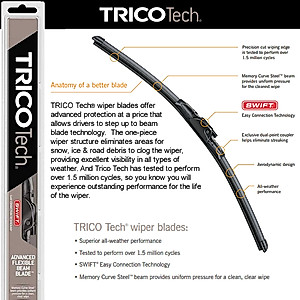 Beam Wiper Blades for 2020 Kia Forte Set Trico Tech Beam Blades Wipers Set Bundled with MicroFiber Interior Car Cloth