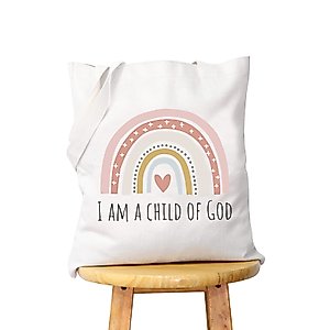 WCGXKO Religious Gift Goddaughter Gifts I am a Child of God First Communion Gifts Baptism Gifts for Godchild (I am a Child of God tote)