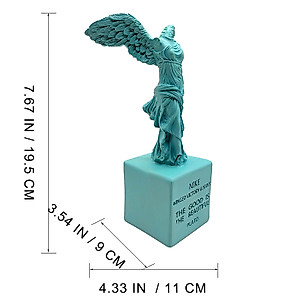 ELFWILL Resin Winged Victory Goddess Statue - The Graceful Greek Art Sculpture of The Warrior Goddess(Blue)