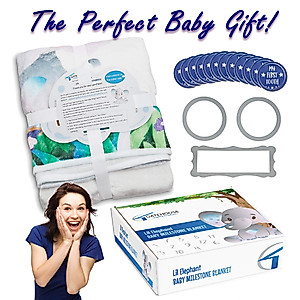 Baby Elephant Milestone Blanket Unisex - Milestone Blanket Baby Boy - Milestone Blanket Baby Girl - Days Weeks Months Years - Baby Photography Prop - Baby Swaddle - New Mom Gift Basket