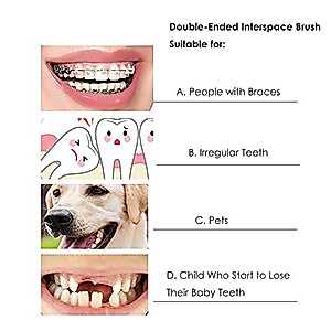 Orthodontic Toothbrush Double-Ended Interspace Brush Tiny Small Soft Trim Head and Flat Head End Tuft Toothbrush for Braces and Teeth Detail Cleaning, 4 Pieces (4 Colors B)