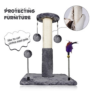 ROYPET Sisal Scratching Post with Two Replacement Hanging Balls for Cat Play and Exercise