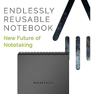 Rocketbook Flip - with 1 Pilot Frixion Pen & 1 Microfiber Cloth Included - Gray Cover, Letter Size (8.5" x 11")