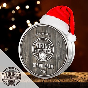 Viking Revolution Beard Balm - All Natural Grooming Treatment with Argan Oil & Mango Butter - Strengthens & Softens Beards & Mustaches - Citrus Scent Leave in Conditioner Wax for Men - 1 Pack