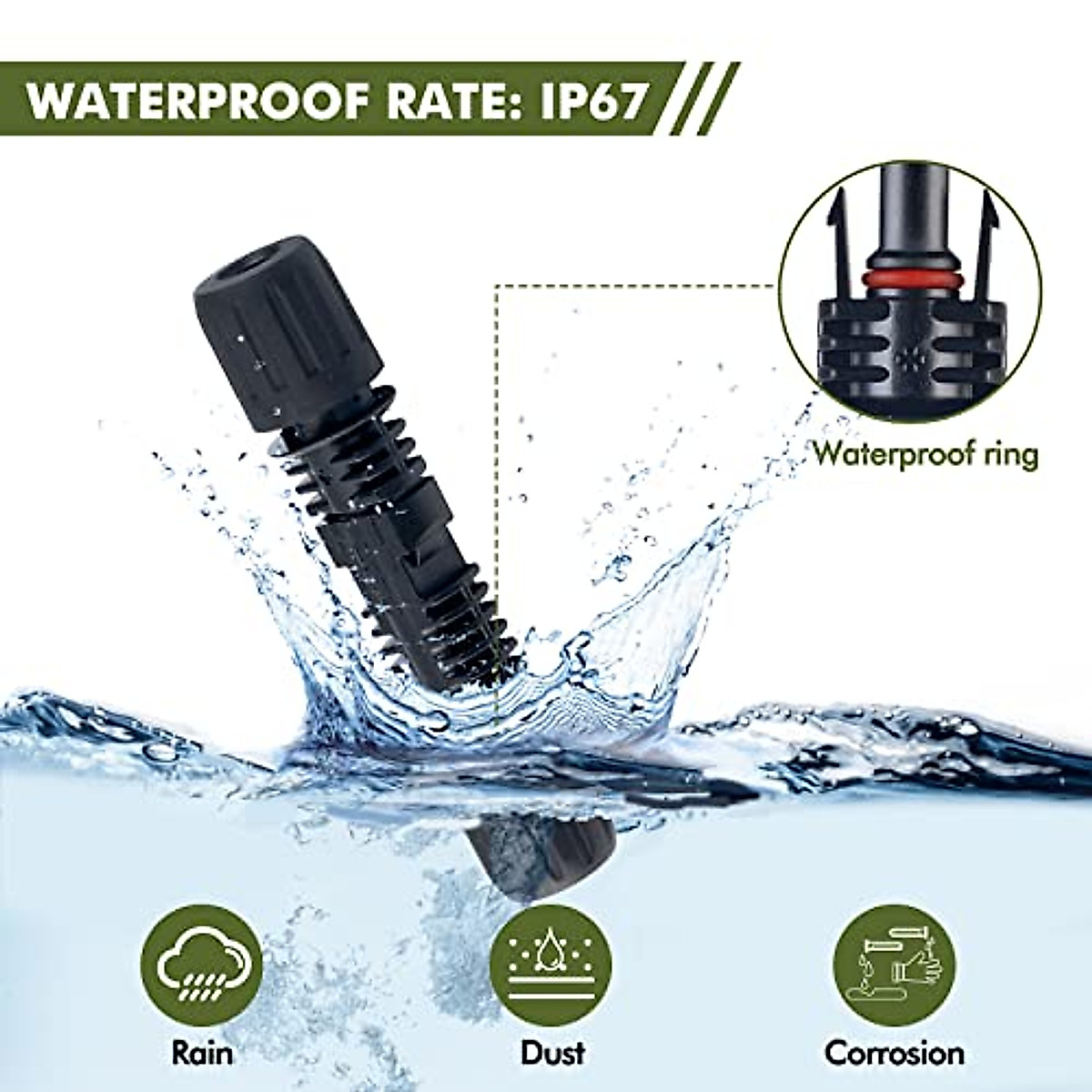 HQST 10 Pairs Solar Connectors Male/Female IP67 Waterproof Solar Panel Cable Connectors