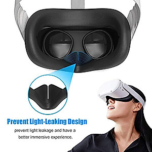 UR Pinson Silicone VR Face Cover Mask for Oculus Quest 2 VR Headset Face Cushion Cover Sweatproof (Black)