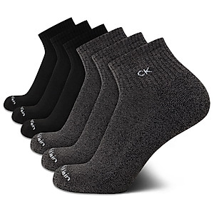 Calvin Klein Men's Socks - Cushioned Above Ankle Athletic Mini-Crew Socks (6 Pack), Size 7-12, GreyBlack