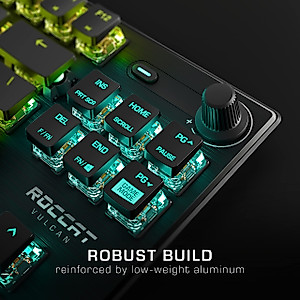 ROCCAT Vulcan TKL Mechanical PC Tactile Gaming Keyboard, Compact, Tenkeyless, Titan Switch Optical, RGB AIMO Lighting, Anodized Aluminum Top Plate, Detachable USB-C Cable, Low Profile Design, Black