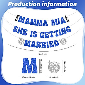 Mamma Mia Party Decorations, NO-DIY Mamma Mia Bachelorette Party Decorations, Glitter Mamma Mia She Is Getting Married Banner for Disco Ball Bridal Shower Wedding Party