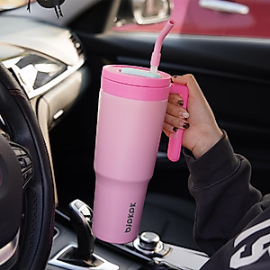 BJPKPK 40oz Tumbler With Handle And Fruit Infuser Insulated Tumblers With Lid And Straw Stainless Steel Travel Coffee Thermal Cup,Grey