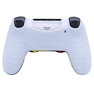 Transfer Printing Anime Silicone Cover Skin Case For Sony PS4/Slim /Pro Dualshock 4 Controller ,Soft Anti Slip Camouflage Silicone cover with thumb grip cap accessories x 10 (Monster spray painting)