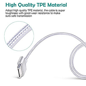 Teqooza 5 Feet Replacement High Speed USB 2.0 Nylon Braided Sync and Charging Charger Cable Cord for Apple iPhone 4, 4s, 3G, 3GS, 2G, iPad 1/2/3 iPod Touch, iPod Nano - Silver
