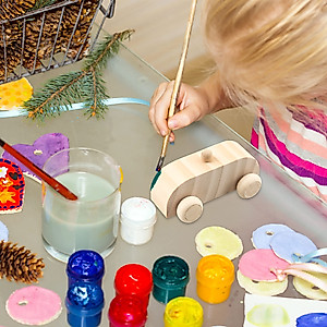 Haconba 18 Pack DIY Wood Car Toys Unfinished Wooden Cars to Paint Wooden Craft Cars for Home Activities Craft Projects Family Time Handicraft