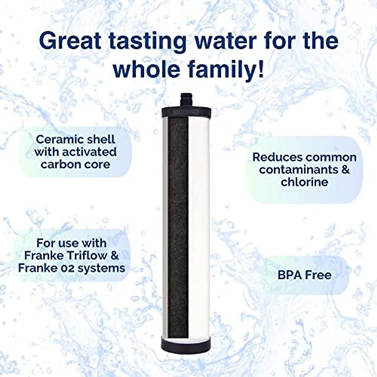 Doulton M15 UltraCarb Ceramic Drinking Water Filter Candle for Franke 02, Franke Triflow, Filterflow, All 1st Gen Steel and 2nd Gen Plastic Housings ¦ FRX01 ¦ 10 inch ¦ M15 Thread ¦ W9223021 (1 Pack)