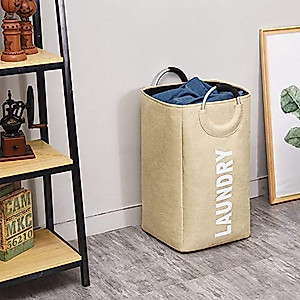 FROPACKZO 45L Collapsible Storage Laundry Hamper Folding Laundry Baskets laundry bag, With Metal handle, Bedroom Storage Toys Clothing Organization (Color : Beige)