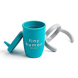 Bella Tunno Happy Sippy Cup – Transition Sippy Cups for Baby 6 Months and Older, Baby and Toddler Sippy Cups with Removable Handles and Non-Toxic, BPA Free Silicone, Tiny Human, 8 oz