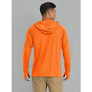 Fishing Shirts for Men Long Sleeve with Hooded UPF 50+ Sun Protection Moisture Wicking Active Rash Guards Summer Shirts Orange