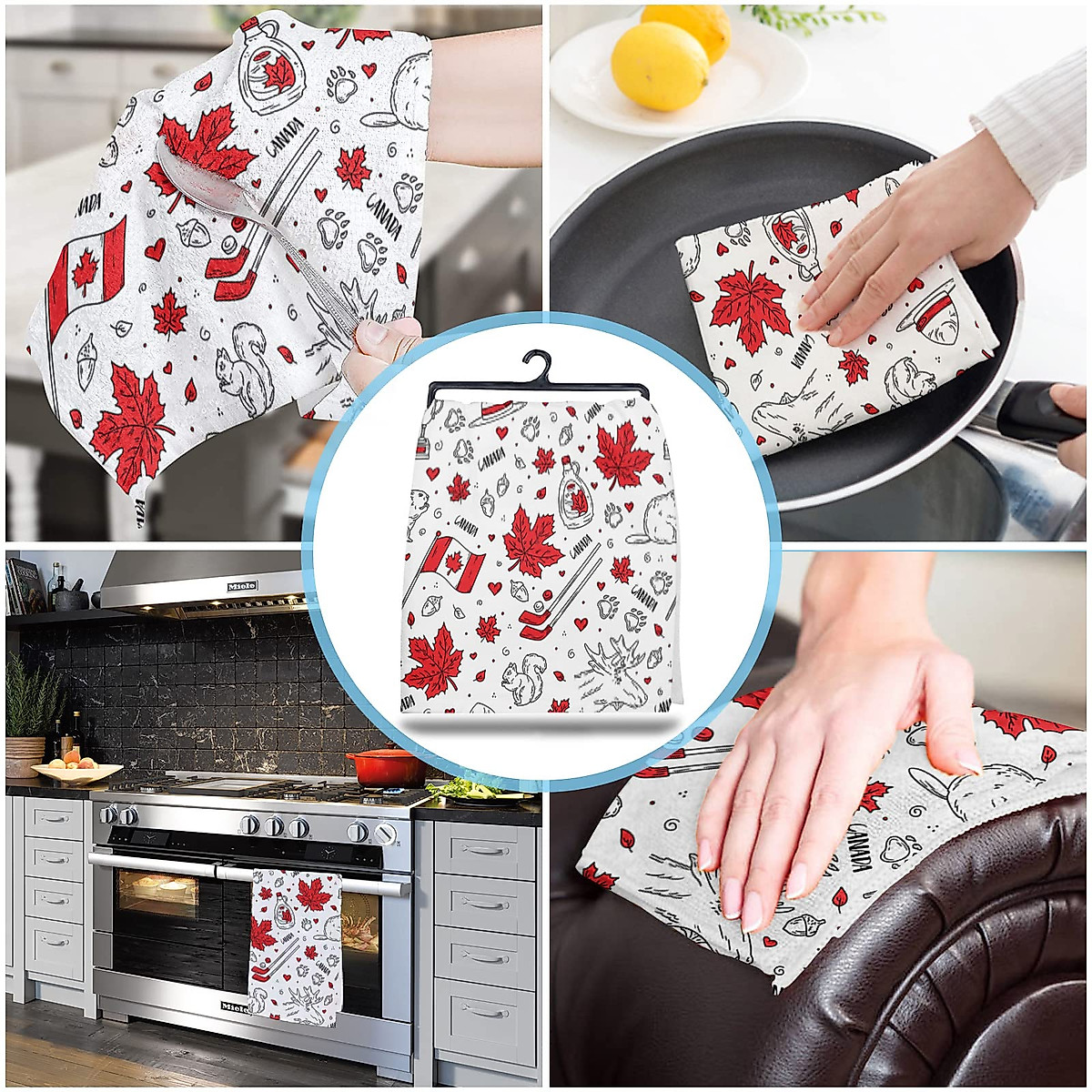 ZOE GARDEN Marple Beaver Flag Kitchen Towels, Absorbent Microfiber Kitchen Dish Hand Tea Bath Towel, Canada Red White Flag Quick Dry Cleaning Cloth Dishclothes Decorative Sets, (1-PC, 18x28)