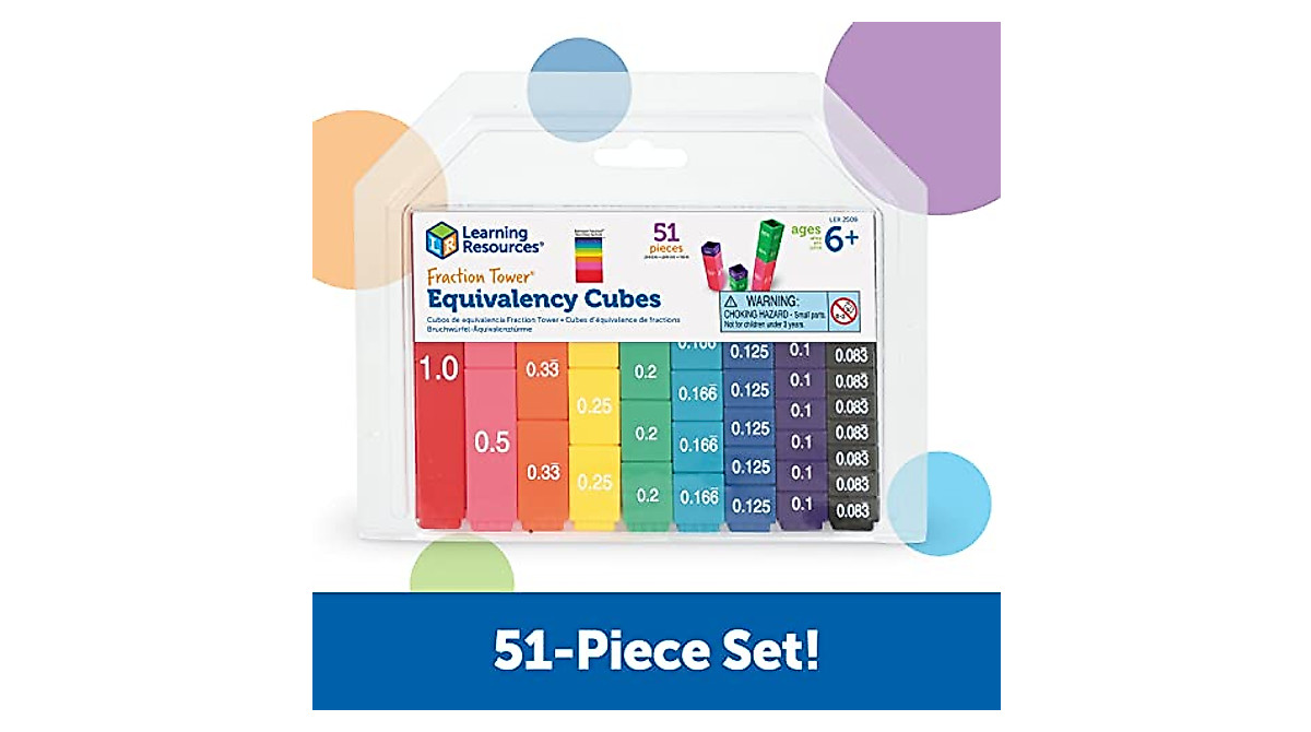 Learning Resources Fraction Tower Cubes for Kids - Math Learning Toys