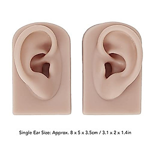 Silicone Ear Model, 1 Pair Simulated Human Skin Versatile Soft Silicone Ear Model for Adults for Salon(Deep Skin Color)
