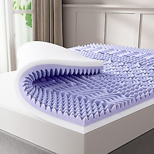 UniPon 4 Inch Egg Crate Memory Foam Mattress Topper, Lavender Infused Medium Firm Mattress Topper, 7 Zones Memory Foam Bed Topper, CertiPUR-US Certified (Queen)