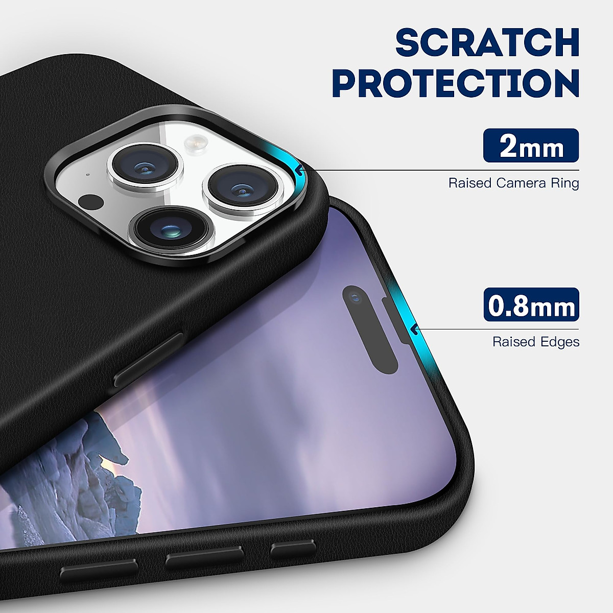 kingflag Vegan Leather Magnetic Case for iPhone 15 Pro Max Wireless Charging, Compatible with MagSafe, Metal Buttons, Shockproof Protective Phone Case Cover for Women Men 6.7" (Matte Black)