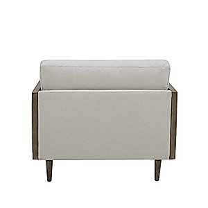Amazon Brand – Stone & Beam Coast Wood-Trimmed Contemporary Living Room Accent Chair with Armrest Pillows, 40"W, Chalk