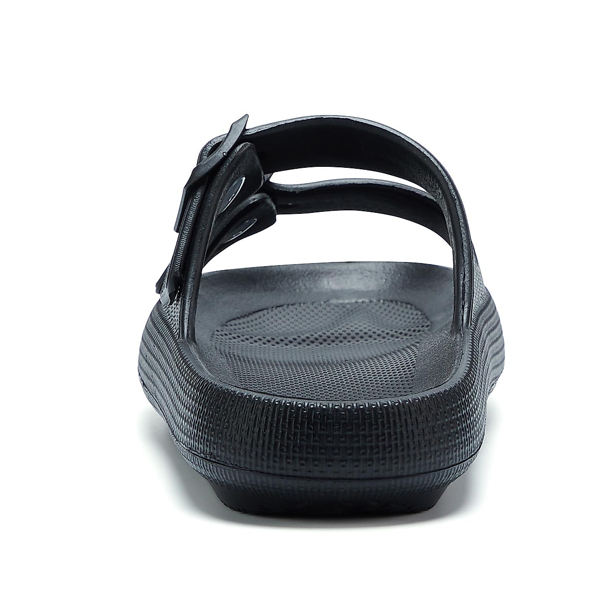 welltree Slides for Women Men Pillow Slippers Double Buckle Adjustable Sandals EVA Recovery Slides,Black,12 Women/10 Men