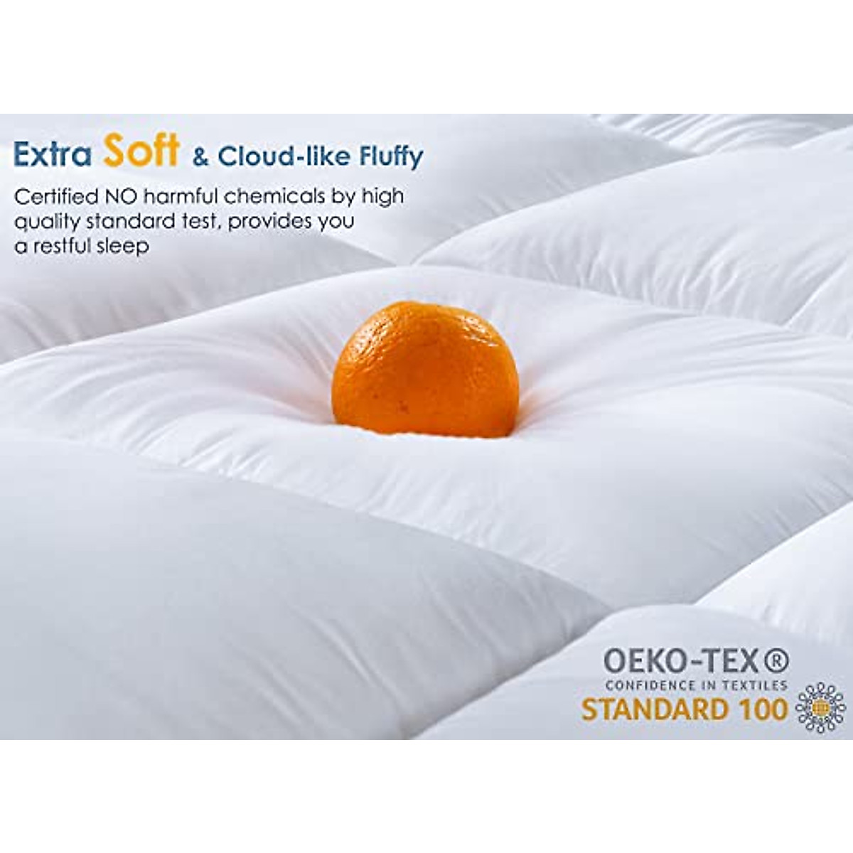 QUEEN ROSE Queen Mattress Topper, Cooling Extra Thick 3D Snow Soft Pillow Topper Mattress Pad Cover Bed Mattress Topper, Hotel Quality, Down Alternative, Plush and Support