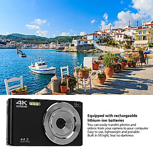 16X Digital Zoom Camera for Travel Photography, 2.8in Screen 4K 44MP Camera, Shock Proof Plastic Housing HD Camera for Photography for Adults and Teens (Black)