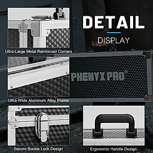 Phenyx Pro Large Size Carrying Case, Customizable Pre-Diced Foam, Aluminum Alloy Sturdy Build, Suitable for Wireless Mic System Storage & Camera Gear Transportation