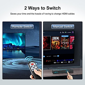 SGEYR 4K HDMI Switcher 5x1 with IR Remote, High-Speed 5 Port HDMI Selector Box 4K@60Hz Support HDR HDCP2.2 for PS5, Xbox, Roku, Fire Stick - Streamline Your Gaming Setup(Black)