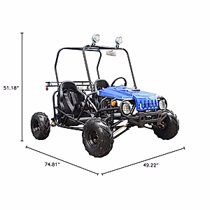 110cc Youth Go Kart Kids Go Cart Gokart 2 Seater Go Kart with Gloves, Google and Handgrip (Black)