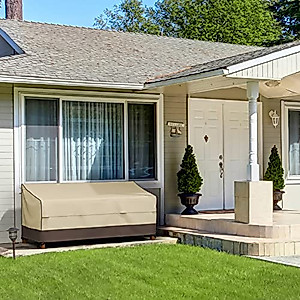 MR. COVER 3-Seater Outdoor Couch Cover Waterproof, 80-Inch Patio Furniture Covers for Sofas, Large Air Vents, UV-Resistant & Heavy Duty Material, Brown & Khaki, Sifdios Series